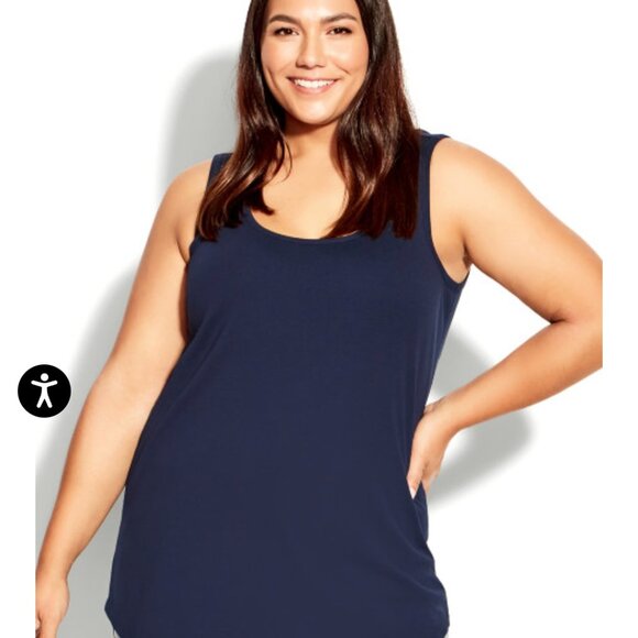 Avenue | Tops | Plain Essential Tank Navy | Poshmark